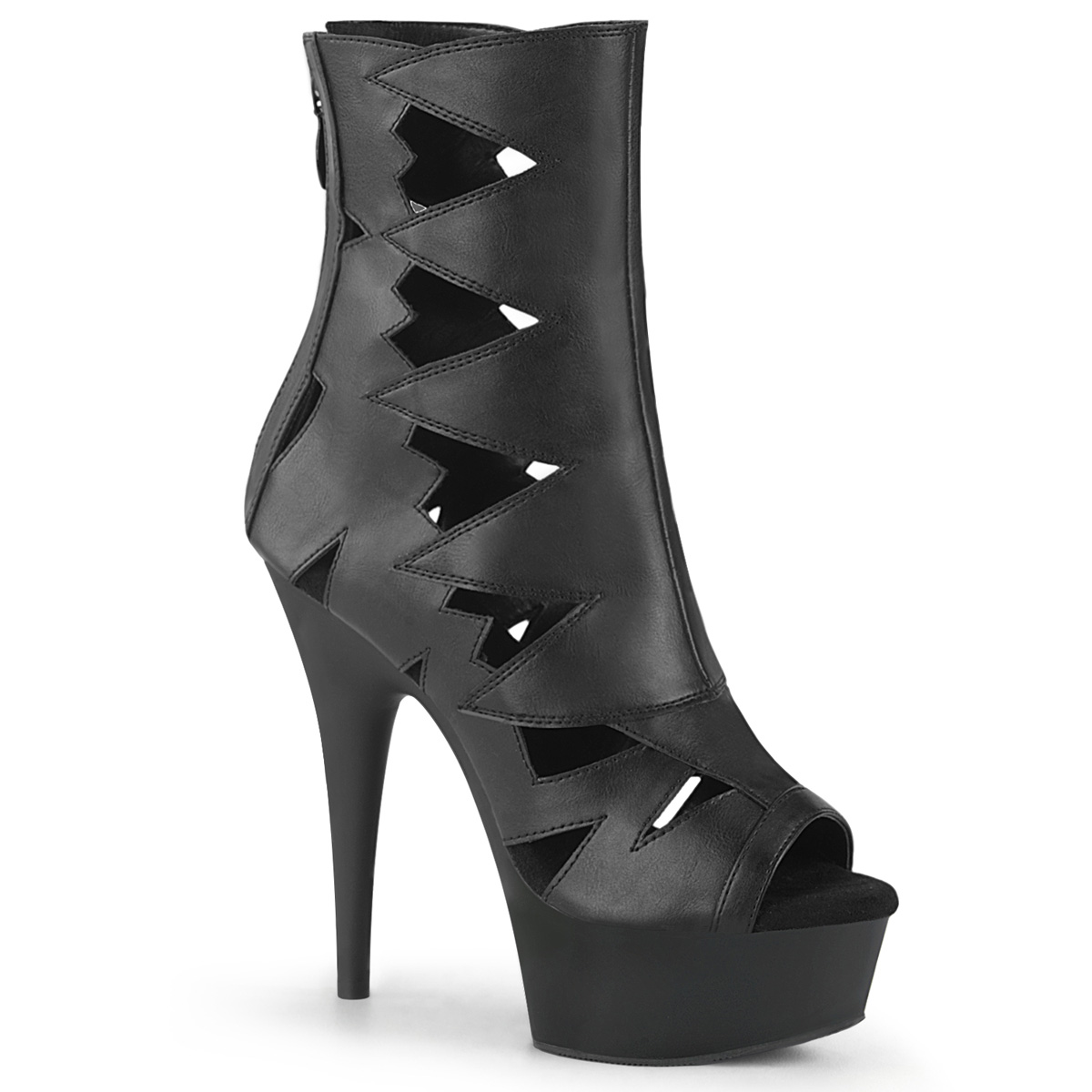 DELIGHT 1014 Pleaser Vegan Lady High Heels Peep Toe Ankle Bott Black delight-1014-pleaser-vegan-lady-high-heels-peep-toe-ankle-bott-black